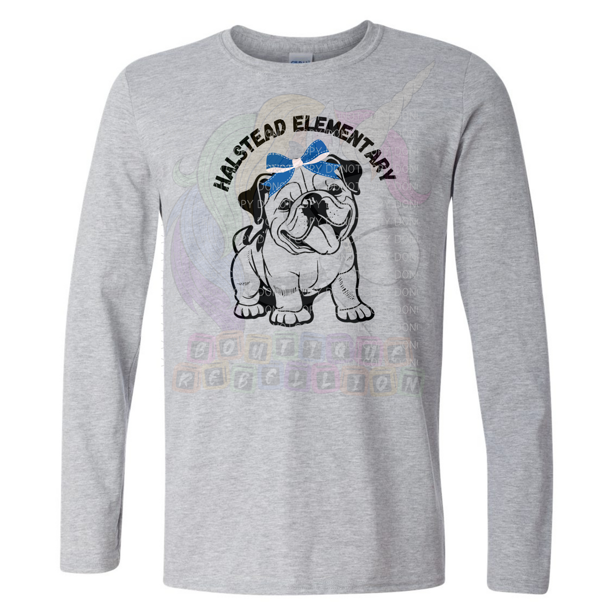Hettie Halstead Elementary Bulldawg with Bow Crewneck Sweatshirt, Long ...