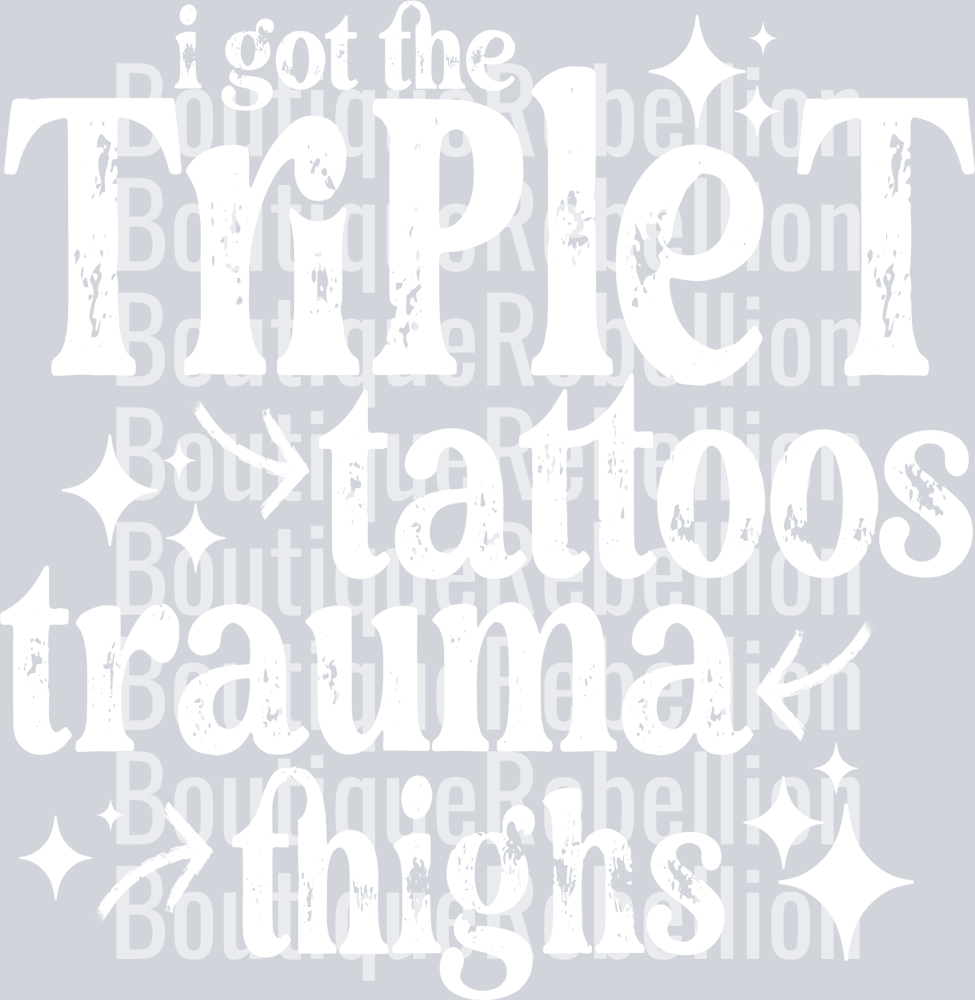 Triple T White Text Single DTF Transfer – BoutiqueRebellion