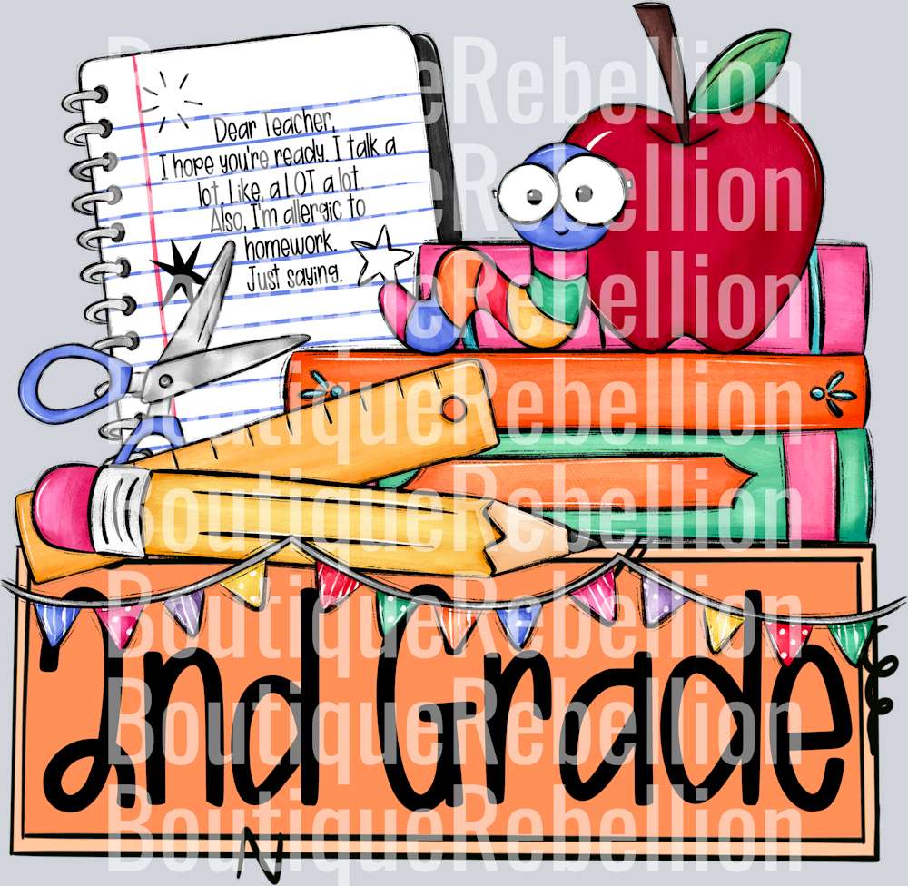 School Grade Nameplate 2nd Grade Single DTF Transfer – BoutiqueRebellion